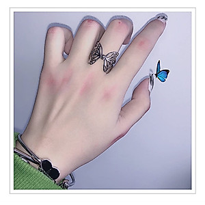 Hollow Butterfly Stainless Steel Finger Rings for Women Teenage Girls Minimalist Fashion Engagement Promise Statement Knuckle Rings Cute Animals Jewelry Gifts for Mom Wife Girlfriend Daughter