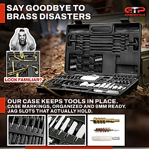 GuardTech Plus Upgraded Universal Gun Cleaning Kit - Handgun, Pistol and Rifle Cleaning Kit - 9mm Included. Has All The Gun Cleaning Tools Needed for Any Caliber. Gun & Firearm Cleaning Kit