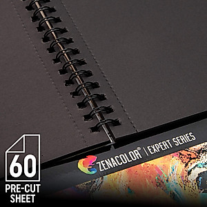 Black Sketchbook (Pack of 2, 60 Sheets) 9X12” - Heavyweight Paper 150GSM / 100 lbs, Perfect for Graphite & Colored Pencils, Charcoal, Chalk, Pack of 2 x Professional Black Drawing Paper ZENACOLOR