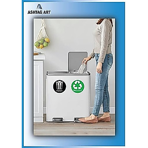 Ashtag Art Organize Trash and Recycling bin by Using Our Durable Trash Recycle Stickers .Each Measuring 5x5 inch Radius Designed to Simplify Your Garbage bin