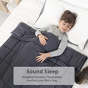 PRETTY NIGHT Weighted Blanket 7lbs Twin Size Dark Grey 41"x60" Weighted Blankets Heavy Blanket are Comfortable and Cozy