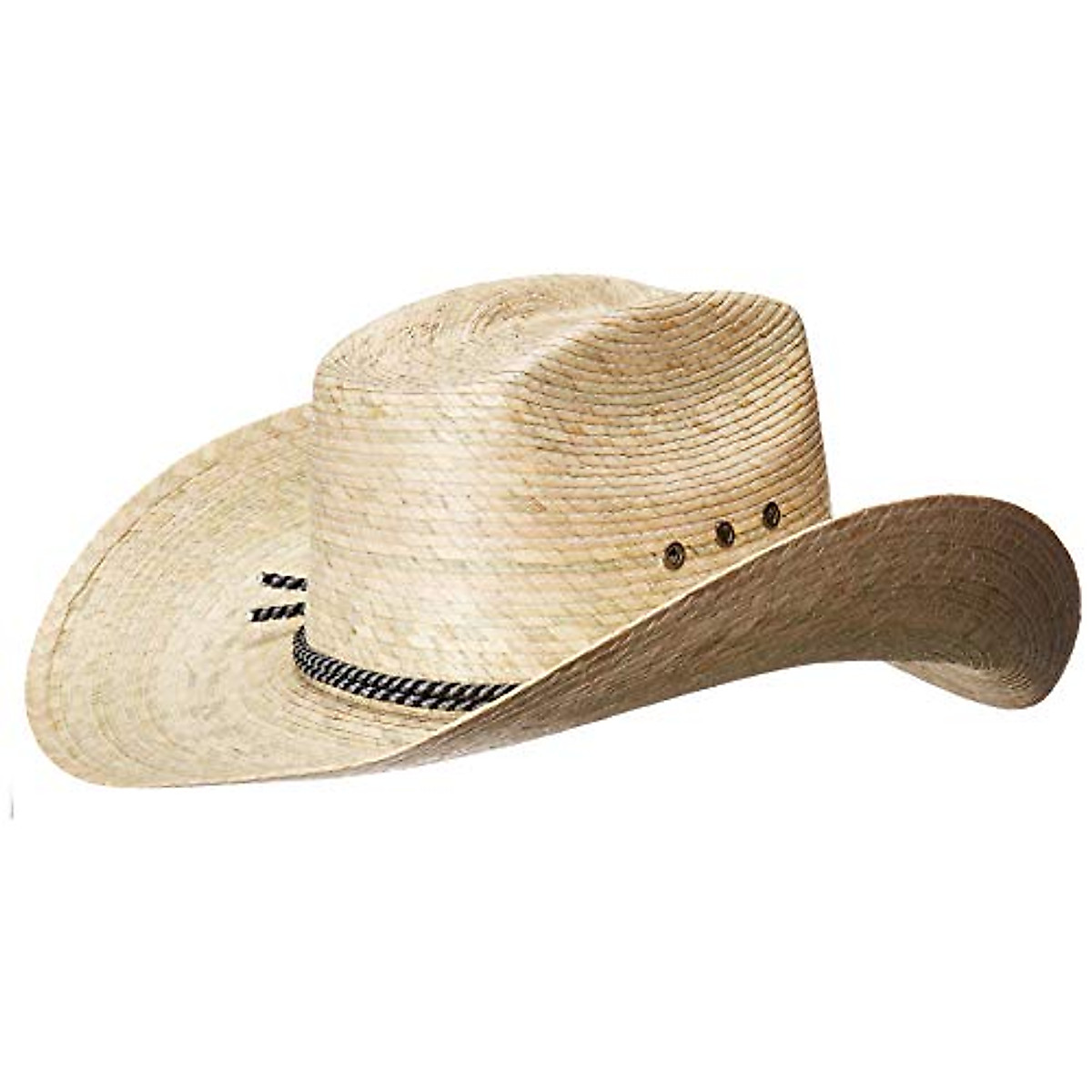 MEXIMART 8 Second Cowboy Hat Mexican Palm Leaf Light Tan Straw Wide Brim