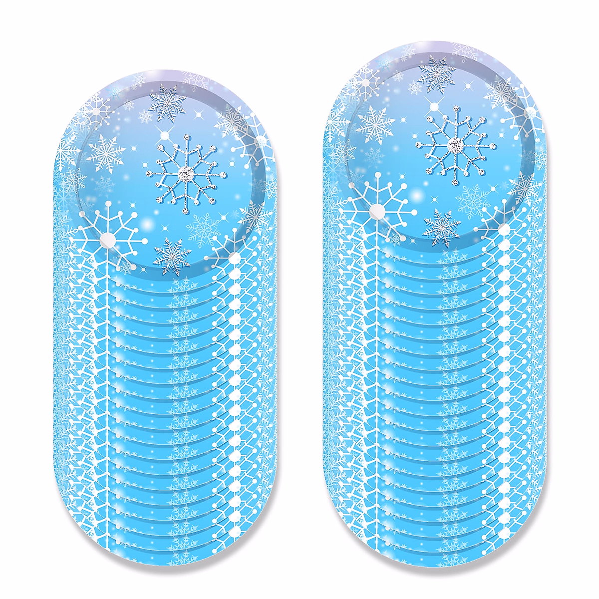 Winter Party Decorations, Snowflake Party Decorations, Christmas Party Decorations Include Blue Snow Party Plate, Dessert Plates, cups, Napkins (16 Guests)