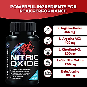 Extra Strength Nitric Oxide Supplement L Arginine 3X Strength - Citrulline Malate, AAKG, Beta Alanine - Premium Muscle Supporting Nitric Booster for Strength & Energy to Train Harder - 180 Capsules