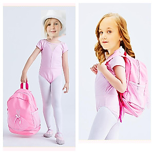 WUHBJJXY,20L, PREMIUM, MULTIFUNCTIONAL,DURABLE,Large Sized PINK KID Dance bag with Shoe Compartment and Wet and Dry separation features,Ballet bag,Dance backpack