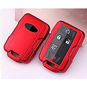 Soft TPU Key Fob Cover Case Remote Holder Skin Glove Fit for Chevy Chevrolet Silverado Colorado/GMC Sierra Canyon Yukon Cadillac (Red)