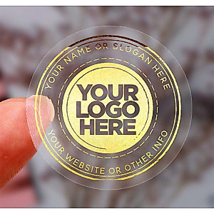 Custom Clear Stickers Personalized Circle Labels Stickers Create Your own Custom Business Logo Metallic Gold Stickers for Wedding Favor Party Baptism