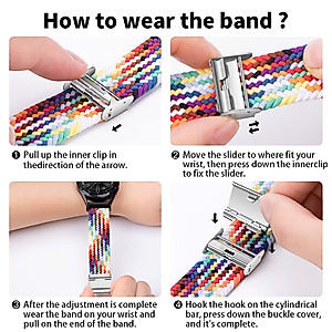 20mm Sport Loop Band Compatible with Samsung Galaxy Watch 7 6 5 4 Band 40mm 44mm/Watch 5 Pro 45mm/Galaxy Watch 4 6 Classic Band 42mm 46mm 43mm 47mm/Watch 3 41mm/Active 2 Nylon Braided Strap Women Men