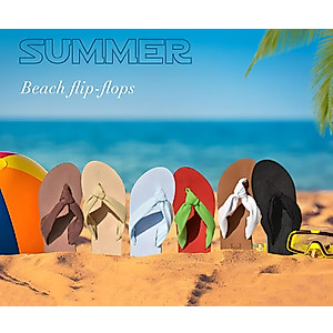 KuaiLu Flip Flops Women Arch Support Yoga Mat Comfortable Summer Beach Walking Thong Cushion Sandals Slip on Outfits Travel Essentials Orthotic Slides Indoor Outdoor Slippers Shoes White Khaki Size 8