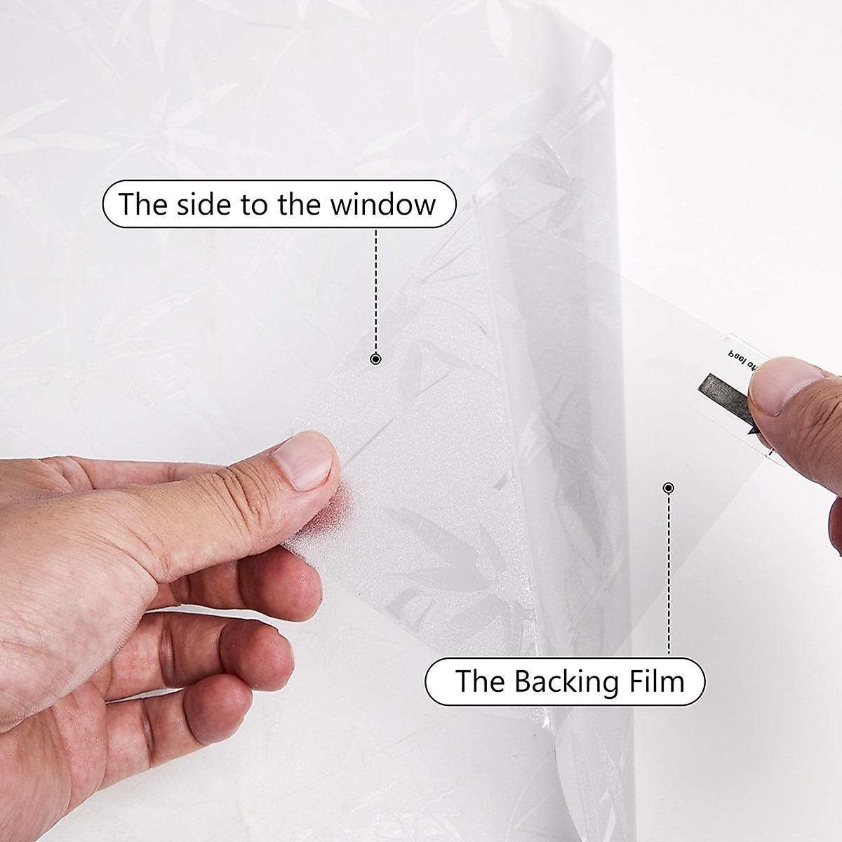 LEMON CLOUD Bamboo Window Film Frosted Glass Privacy Window Stickers Decorative Window Covering Static Cling No Glue Removable Window Decals for Home(23.6 x 78.7 Inch)