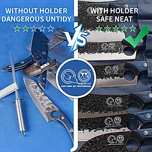 XYJ Professional Chef Knife Set with Bag Japanese Kitchen Knives Serbian Meat Cleaver for Camping Outdoor
