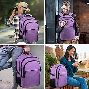 Lapsouno Extra Large Travel Backpack, Travel Laptop Backpack, Multiple Pockets 17.3 Inch Carry on Backpack with USB Port, TSA Friendly Water Resistant Business Travel Bag for Women, Purple