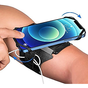 BATTPIT Running Armband for iPhone 12 Pro 11 Pro Max X XR XS 8 7 6 6s Plus, Galaxy S20 S10 S9 Plus, Note 20/10/9/8, 360°Rotatable with Key Holder Phone Armband for Hiking Biking Walking(Black)