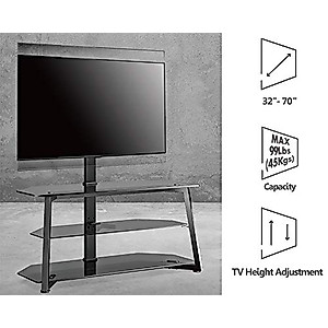 FITUEYES Floor TV Stand Height Adjustable 3-in-1 TV Stand Base Entertainment Stand for 37 to 70 inch Plasma LCD LED Flat or Curved Screen TVs,VESA 600x400mm, Hold up 99lbs