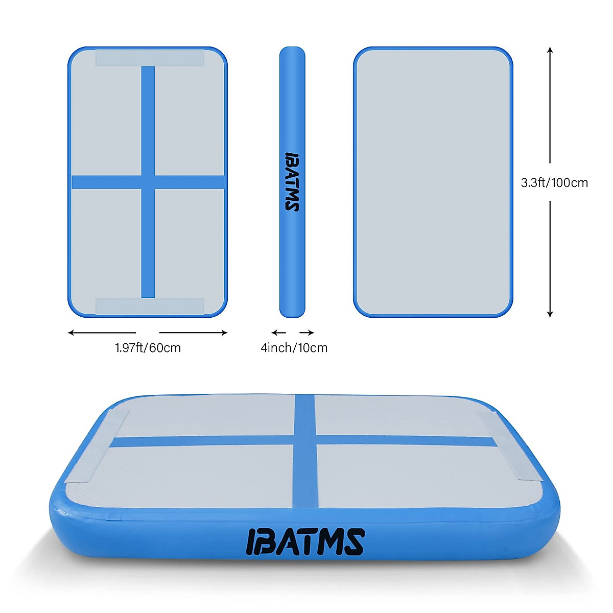 DAIRTRACK Air Tumbling Mat,Tumble Track 10ft/13ft/16ft/20ft Inflatable Gymnastics Air Mat for Gymnastics Training/Home Use/Gym/Cheerleading/Yoga/Water