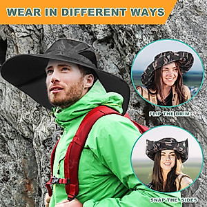 Herolland Super Wide Brim Fishing Hat for Men and Women,UPF50+ Waterproof Bucket Hat for Fishing, Hiking, Camping Deep Grey