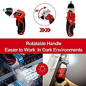 QILA Cordless Screwdriver, Screw Gun 4V Electric Screwdriver Set with Bright LED Light & Flashlight, 28 Accessory Kit & Chrger in Carrying Case, 4N.m Screw Gun, 10+1 Torque Setting, 2 Position Handle