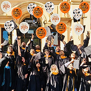 36 Pieces 12 Inches Graduation Party Latex Balloons - Orange White Class of 2023 Congrats Grad Balloons Decorations for Graduation Party Supplies Indoor Outdoor
