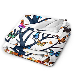 Butterfly Blanket Soft Lightweight Flannel Fleece Cartoon Throw Blankets Bedding for Bed Sofa Couch Chair Travel 50"X40"