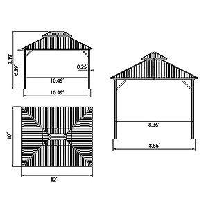 MUPATER 10'x 12' Outdoor Hardtop Gazebo with Galvanized Steel roof,Aluminum Frame, Metal Gazebo with Netting&Curtains for Garden, Patio, Lawns, Grey