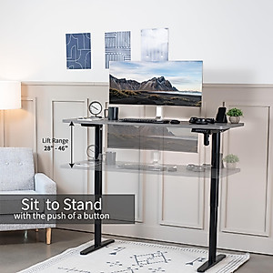 VIVO Compact Electric Stand Up Desk Frame for 39 to 80 inch Table Tops, Single Motor Ergonomic Standing Height Adjustable Base with Memory Controller, Black, DESK-E151EB