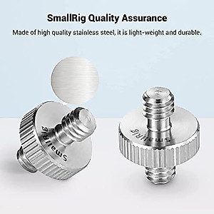 SMALLRIG 1/4" to 1/4" Male Threaded Screw Adapter Double Head Stud for Camera Cage Monitor LED Microphone, Pack of 2-828