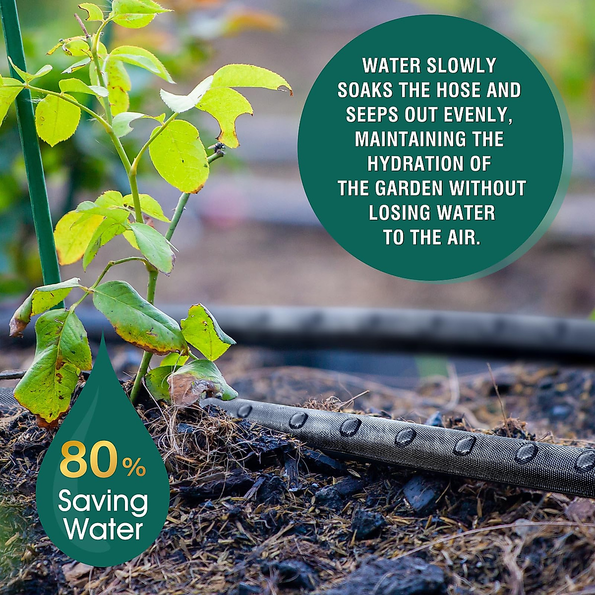 Soaker Hose - Flat Soaker Hose 100FT for Garden Beds, Water Garden Soaker Hose Linkable Consistent Drip Irrigation Hose Save 83% Water