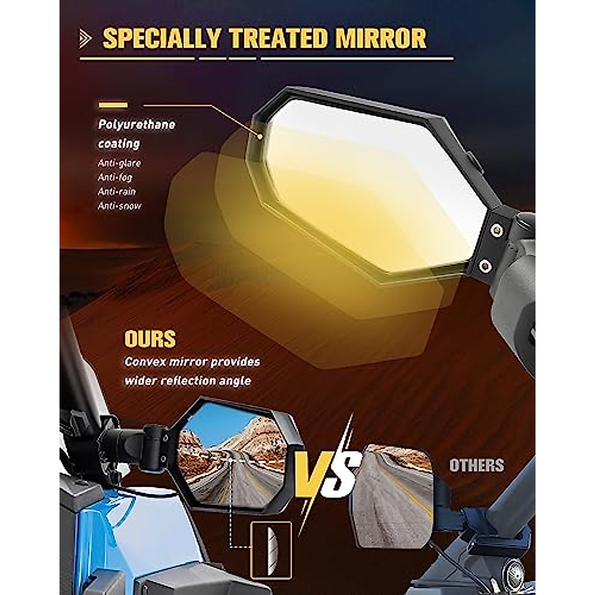 CO LIGHT UTV Side Rear View Mirrors LED Light Aluminium White Green Lights with Amber Turn Signal, Tube Clamp, Fits 1.5-2 Inch Roll Cage Bar, Compatible with Side by Side RZR Pioneer Rhino Wolverine