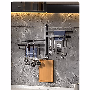 Swivel Towel Bar with 4 Arms Towel Rail Rack Holder Organizer Rod Pole Hanger Wall Mounted 180 Degree Rotation for Bathroom Kitchen Bath¡­