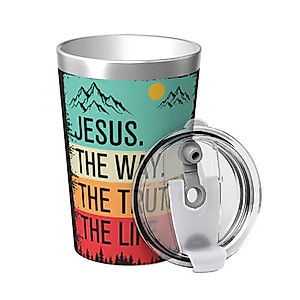 12oz Tumbler Vintage Jesus The Way Truth Life Stainless Steel Cup With Straw And Lid Spill Proof Bulk Double Wall Vacuum Reusable Water Tumblers For Cold Hot Drink