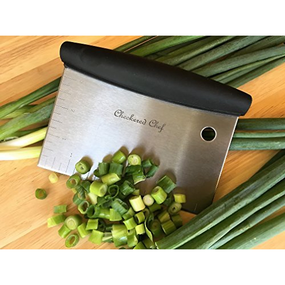 Checkered Chef Dough Scraper - Stainless Steel Kitchen Bench Scraper, Icing Smoother & Food Chopper - Pizza, Vegetable and Pastry Cutter w/Protective Plastic Cover﻿