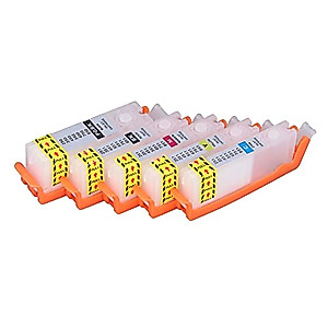 Walfront 5Pcs Ink Cartridge for PIXMA Ink Cartridge Replacement IP7250 MG6350 MG5450 MX925 MX725 MG6450 MG5550 IX6850 Printers