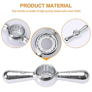 VIDABTE 01-5095 Hose Bibb Sillcock Tee Handle, Metal External Hose Faucet tee Handle, 16 Point Broach Faucet Switch (Silver - 2 pcs)