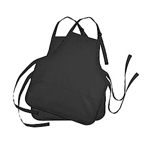 DALIX Apron Commercial Restaurant Home Bib Spun Poly Cotton Kitchen Aprons (3 Pockets) in Black 2 Pack