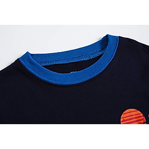 Little Boys Space Pajamas Sets for Toddler 100% Cotton Dinosaur Train Rocket Glow in Dark Sleepwear Long Sleeve 2 Piece kids Clothes Pjs 3-7T starry1-6256-6T