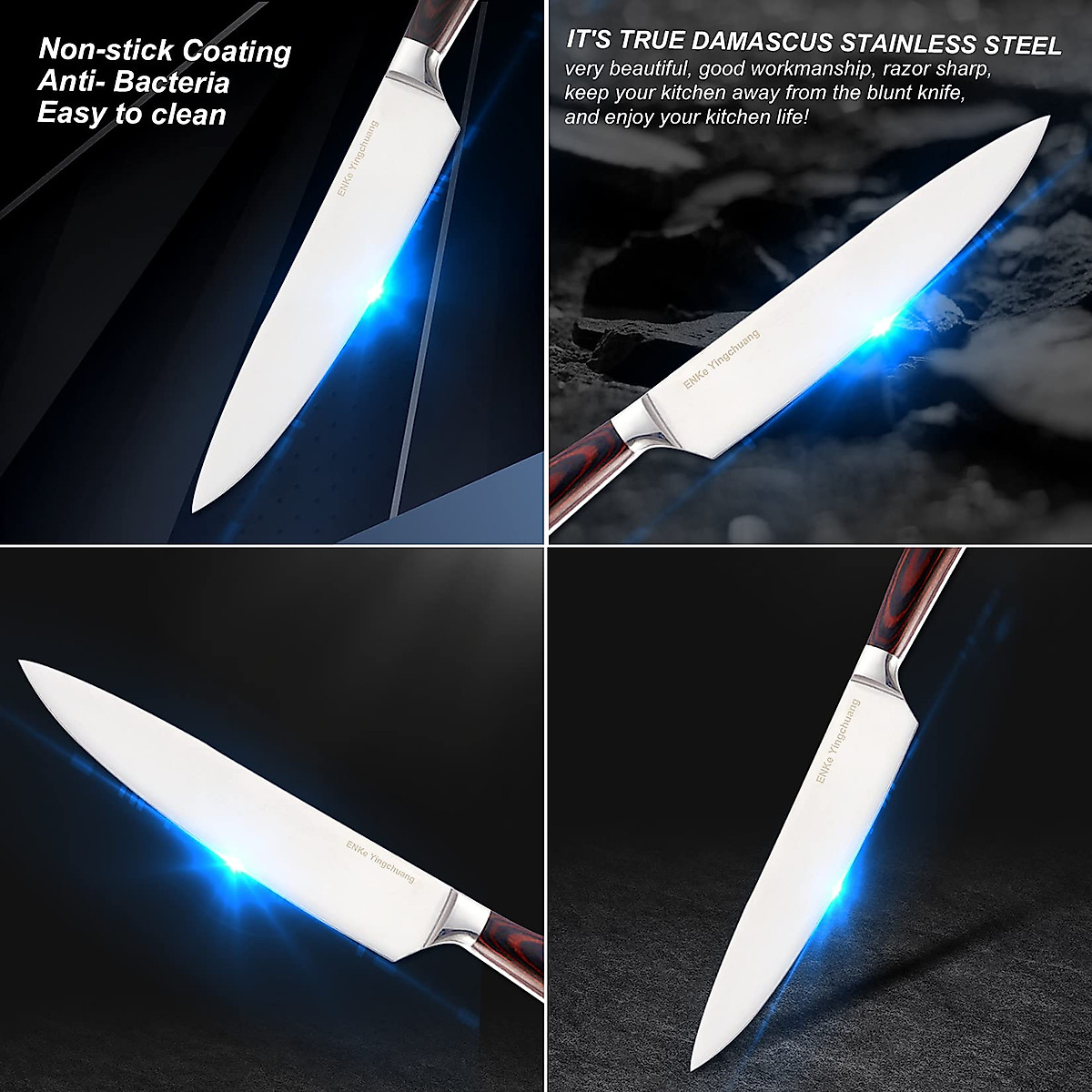 Chef'S Knife, 6-Piece Multifunctional Kitchen Knife Set 4-8 Inch German Hc High Carbon Steel Chef'S Knife, Professional Cooking Chef'S Knife Sharp And Practical Fruit Knife With Gift Box