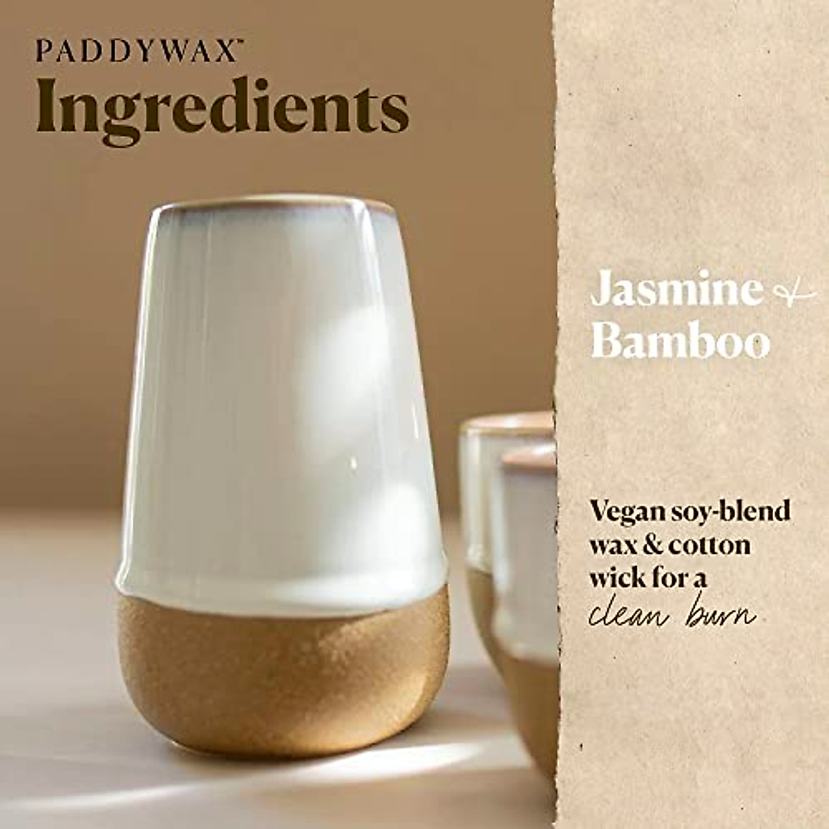Paddywax Candles Kin Collection, Naturally Scented Candle, 10 Ounces, Jasmine + Bamboo