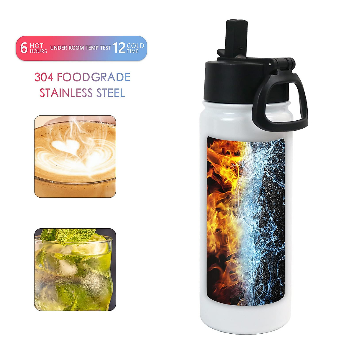 MAIKESUB 4 Pack Sublimation Blank Tumbler White Sports Water Bottles 18 OZ Wide Mouth Stainless Steel Vacuum Flask with Spout Lid for Tumbler Press Machine Sublimation Print