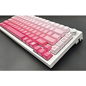 Benemate Peach Blossom Wonderland Upgraded Gradient Keys, 108 Keycap + 30 Keycap Set, Dye-Sublimation PBT Custom Keycaps for DIY Mechanical Gaming Keyboards
