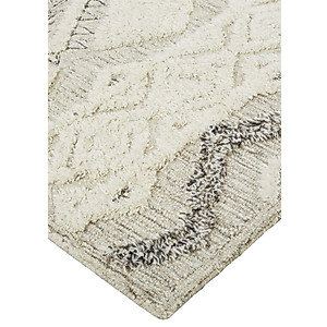 8' X 10' Ivory Taupe And Gray Wool Geometric Tufted Handmade Stain Resistant Area Rug