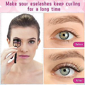 14 Pieces Eyelash Curler Kit Eyelash Comb Eyebrow Brush Tweezers False Eyelashes Applicator Tool Eyebrow Trimmer Silicone Refills Pads for Women(Black and Purple)