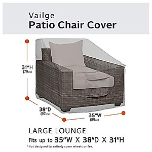 Vailge Patio Chair Covers, Lounge Deep Seat Cover, Heavy Duty and Waterproof Outdoor Lawn Patio Furniture Covers (4 Pack - Large, Grey)