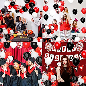 Red and Black Balloons 60 Pcs 12 inch Matte Black Red and White Latex Balloon Confetti Party Balloons for Ghostface Scream Birthday LadyBug Party Graduation Decoration Pirate Cartoon Mouse Party Favor