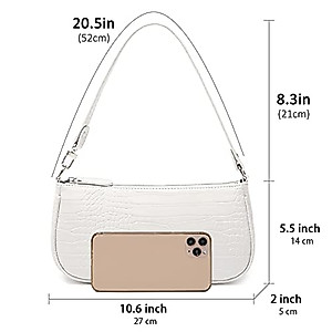 HROECHY Shoulder Bags for Women Small White Purse Y2K Handbag Crocodile Pattern Clutch 90s Purses