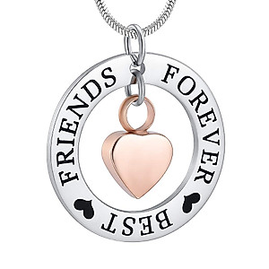 zeqingjw Cremation Jewelry Urn Necklace for Ashes Heart with Circle of Life Engraved ''Forever Best Friend'' Keepsake Urn Pendant Memorial Ash Urn Jewelry for Women Men