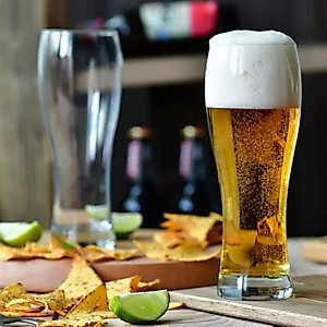 Krosno Tall Beer Pint Glasses | Set of 6 | 16.9 oz | Chill Collection | Perfect for Home, Restaurants and Parties | Dishwasher Safe