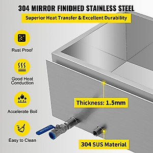 VBENLEM Maple Syrup Evaporator Pan 30x16x9.5 Inch Stainless Steel Maple Syrup Boiling Pan with Valve for Boiling Maple Syrup