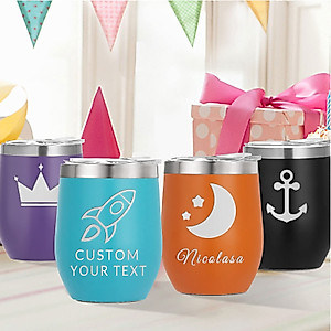 FUHTURCE Personalized Wine Tumbler for Woman with Lid Engraved Custom Insulated Wine Tumblers Set Stainless Steel Vacuum Text Gifts for Coffee Wine Mint Green