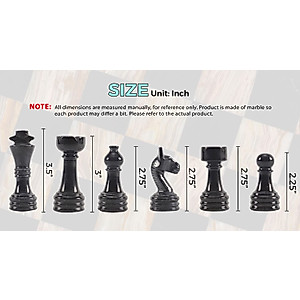 Radicaln Marble Chess Pieces Black & Multi Green 3.5 Inch King Figures Handmade 32 Chess Figures - Suitable for 16-20 Inch Chess Game - Board Games