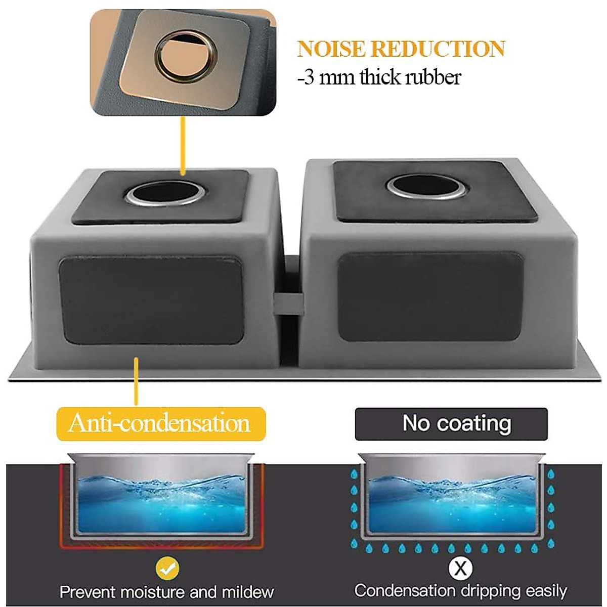 Double Bowl Kitchen Sink, Drop In 32.3 x 17.7 Stainless Steel Topmount Bar Sink Nice Kitchen Sink With Gift-Soap Dispenser, Faucet Mat, Drain Strainer Set for Modern Kitchen Sink